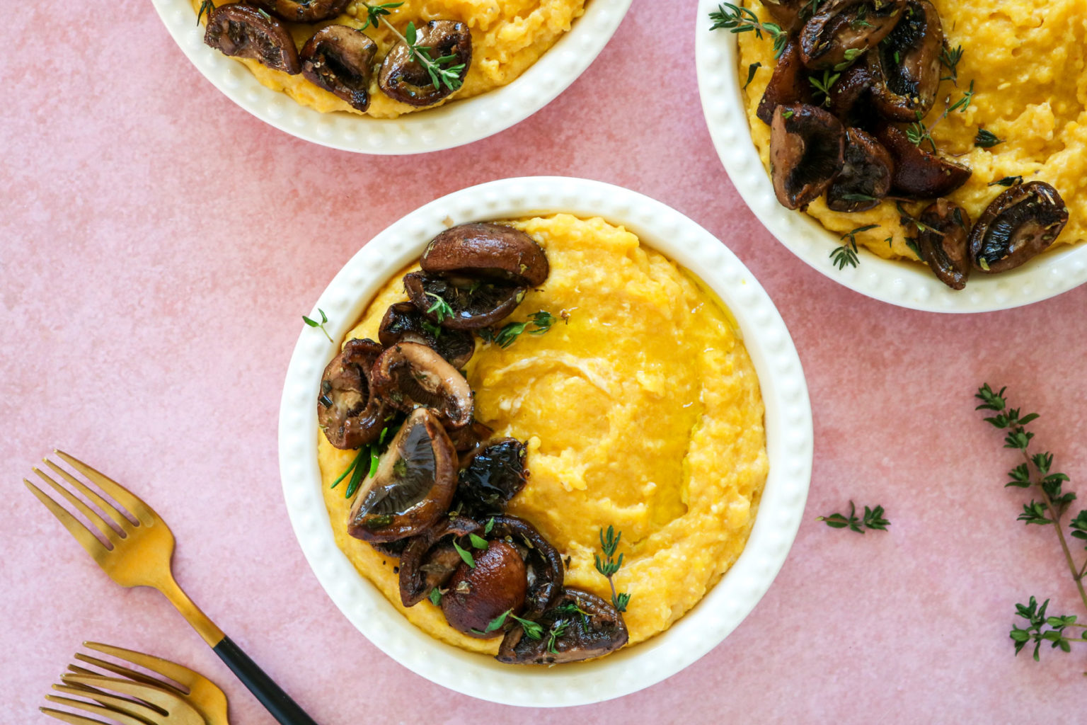 Creamy Vegan Polenta Recipe with Herb Roasted Mushrooms ️🌱| Plant Perks