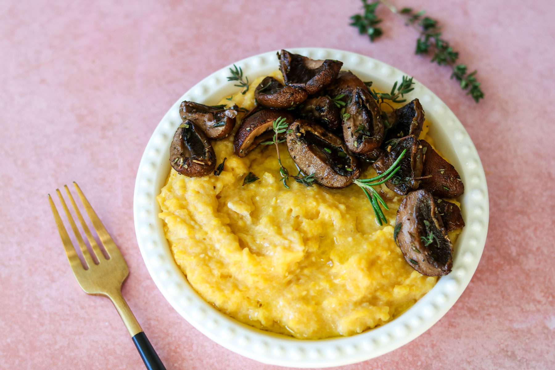 Creamy Vegan Polenta Recipe with Herb Roasted Mushrooms ️🌱| Plant Perks