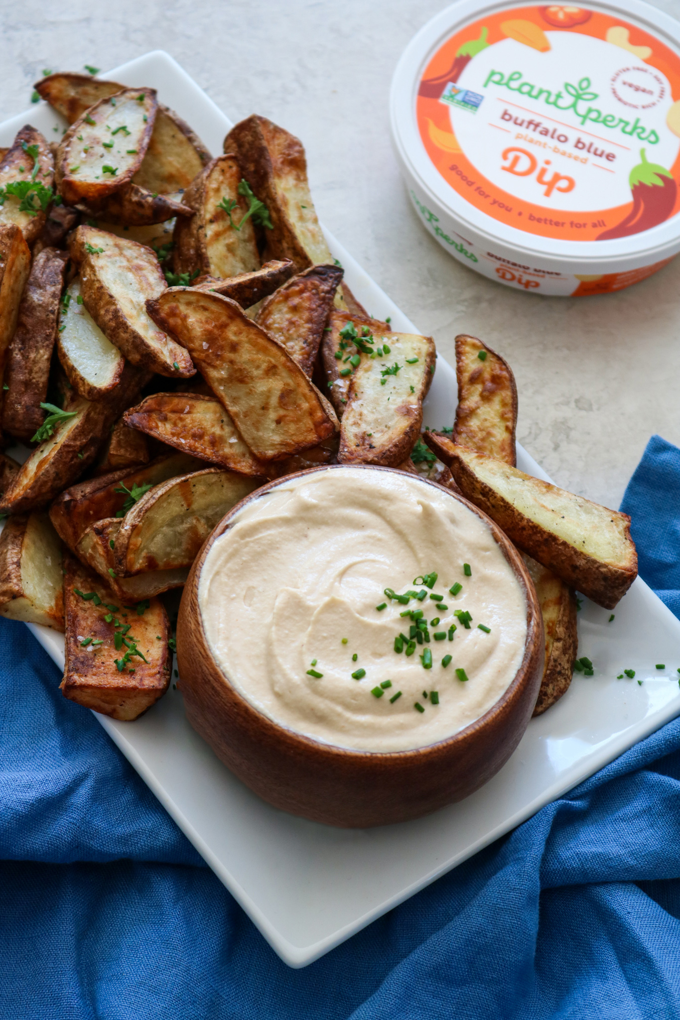 Crispy Potato Wedges Recipe with Vegan Buffalo Blue Dip ️🌱| Plant Perks
